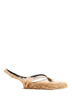Alexis Bridget Flat Sandal With Shearling - Tan