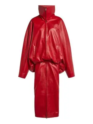 Balenciaga Leather Coat - Red