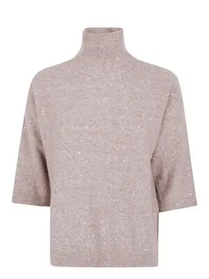 SEVENTY SEVENTY Mock Neck Pullover With Paillettes