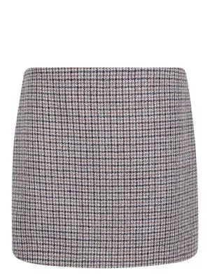 P.a.r.o.s.h Laurie Check Pattern Wool Skirt - Beige