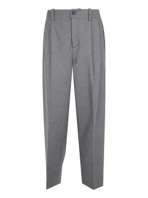GOLDEN GOOSE Journey Virgin Wool Flannel Trousers - Gray
