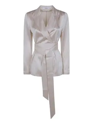 JOSEPH JOSEPH Silk Satin Archer Jacket Gray