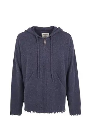 UMA WANG UMA WANG Cashmere Zip-Up Hooded Sweatshirt