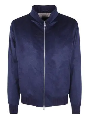 BARBA NAPOLI Cashmere Bomber Jacket - Blue