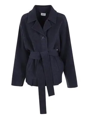 Khaite Alder Belted Wool Jacket - Gray