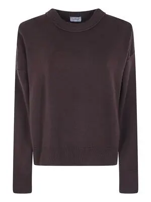 MRZ Cropped Oversized Round Neck Sweater - Brown