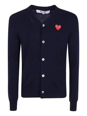 PLAY COMME DES GARCON COMME DES GARCONS PLAY V-Neck Cardigan With Emblem Knit