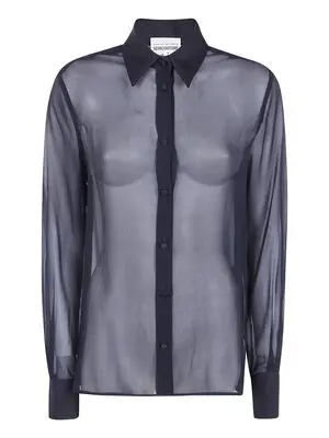 SEMICOUTURE Transparent Button-up Shirt - Black
