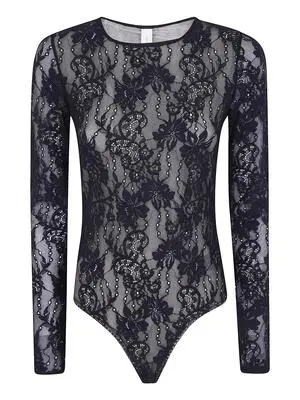 Zimmermann ZIMMERMANN Long Sleeve Lace Bodysuit Black