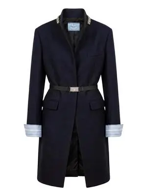 PRADA PRADA Single-Breasted Embroidered Wool Coat