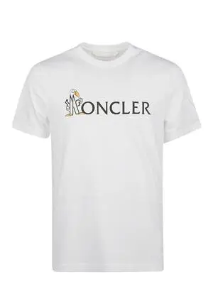 Moncler Crew Neck T-shirt With Printed Logo - White