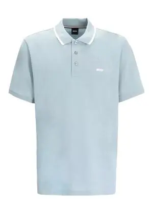 BOSS Cotton-piqué Polo Shirt With Contrast Tipping - Blue