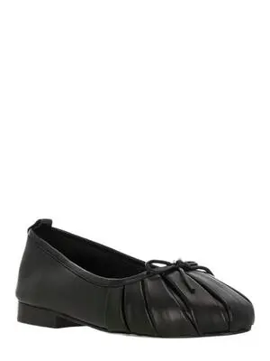 Hereu Pleated Bow-detail Ballet Flats - Black