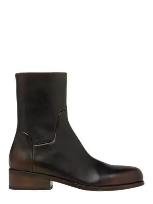 Marsèll Burnished Leather Ankle Boots - Brown