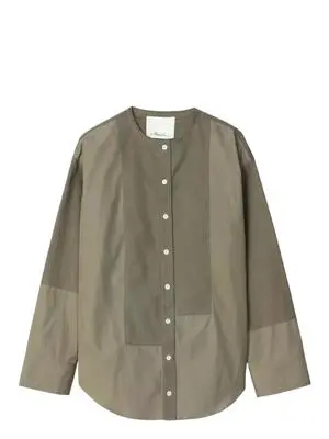 3.1 Phillip Lim Collarless Cotton-poplin Shirt - Green