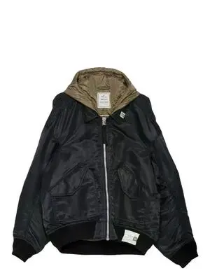 Mihara Yasuhiro Layered-hood Bomber Jacket - Black