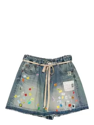 MIHARA YASUHIRO Patch-detail Frayed-hem Shorts