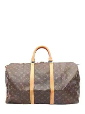 LOUIS VUITTON Monogram Keepall Boston Bag - Brown