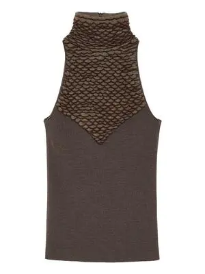 Alexander McQueen Knit Feathers Top - Brown