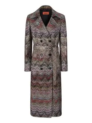 Missoni Long Double-breasted Trench Coat With Wavy Zigzag Pattern - Multicoloured