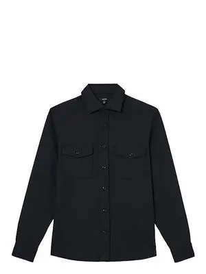 REISS Mcshane Patch-pocket Wool-blend Shirt - Navy