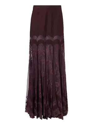 Zimmermann Valiant Sheer-panel Silk Maxi Skirt - Chocolate