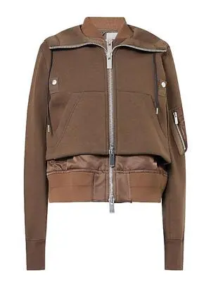 Sacai Sponge Double-layered Cotton-blend Hoody - Brown