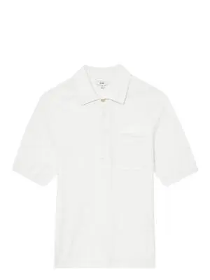 REISS Selkirk Patch-pocket Cotton-knit Polo Shirt S White