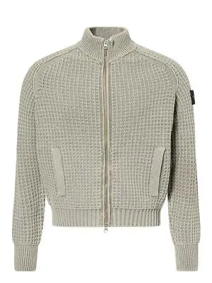 Stone Island Mineral-dyed Full-zip Cotton Knit Jumper - Grey