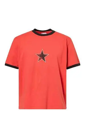TWOJEYS Single Star Two-tone Graphic Cotton-jersey T-shirt - Red