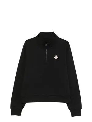 Moncler Half Zip Hoodie With Logo - Black