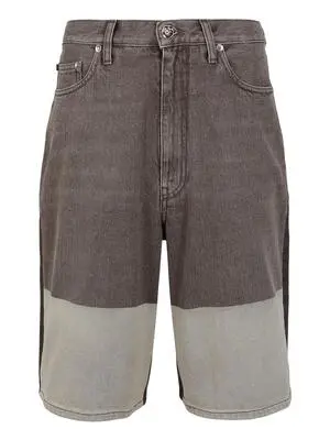 Off-White Mix Color Denim Shorts - Brown