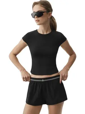 Alo Yoga ALO Ribbed Modal Cap Sleeve Top Black