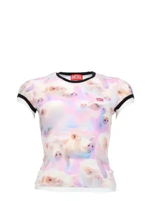 DIESEL® Printed Short Sleeve Fitted Top - Multicolour
