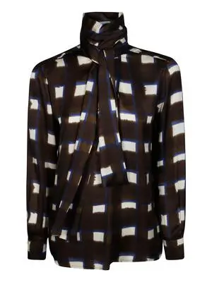 INCOTEX INCOTEX Scarf-Style Geometric Square Motif Shirt