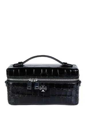 TORY BURCH TORY BURCH Charlie Embossed Croc East-West Mini Vanity Case