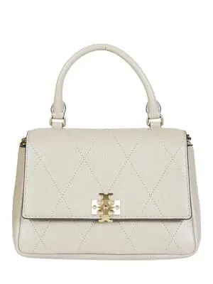 Tory Burch Quilted Top Handle Chain Wallet - Beige