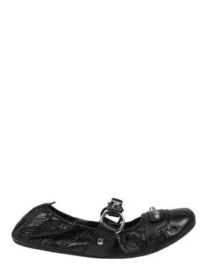 Balenciaga Leather Studded Ballet Flats - Black