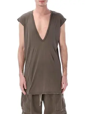 Rick Owens Longline Deep V-neck Sleeveless T-shirt - Dust