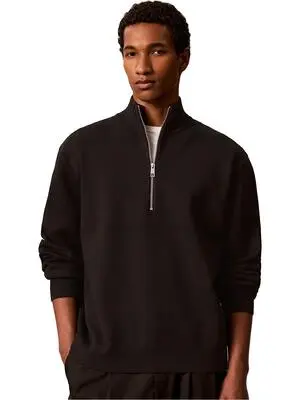 Calvin Klein Quarter Zip Tech Sweater - Black
