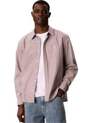 Calvin Klein Calvin Klein Yarn-dyed Stripe Washed Poplin Relaxed Shirt Iron