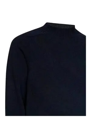 D4.0 Mock-neck Saddle-shoulder Sweater - Blue