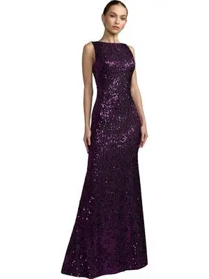 MAC DUGGAL Ieena For Mac Duggal Sequined Evening Gown