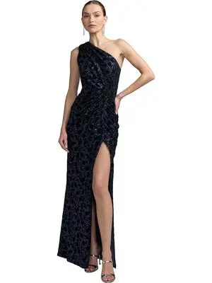 MAC DUGGAL Ieena For Mac Duggal Floral Sequin One Shoulder Gown