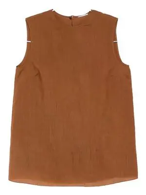 FERRAGAMO Gauze Sleeveless Top - Brown