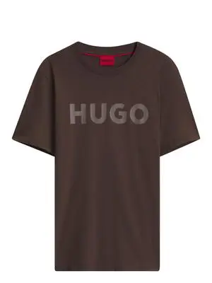 Hugo Logo-print T-shirt In Cotton Jersey - Brown