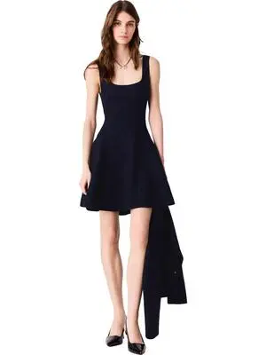 Maje Short Jacquard Skater Dress - Navy