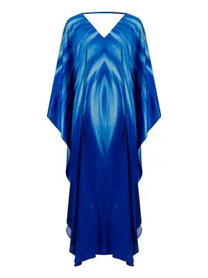 BELYED HANDCRAFT Siren Silk Printed Kaftan - Blue