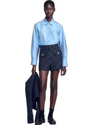 SANDRO Sandro High-Waisted Fancy Tweed Shorts