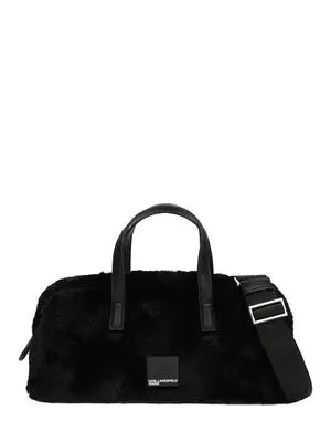 Karl Lagerfeld Box Logo Furry Bowling Bag - Black